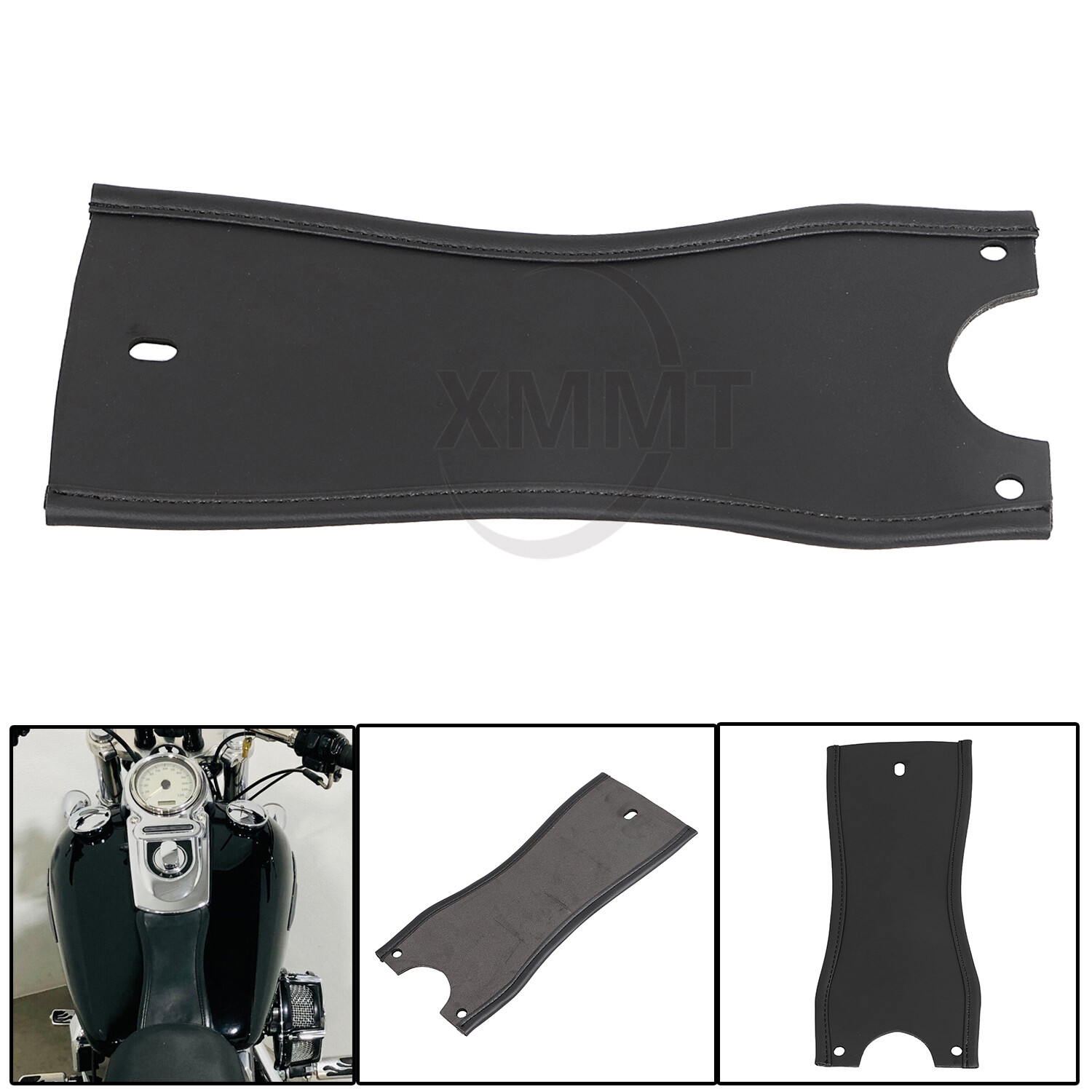 Black PU Leather Gas Tank Bib Panel For Harley Dyna Fat Bob Street Bob ...