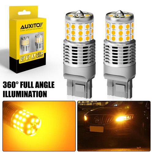 2PC AUXITO Amber 7443/7440 LED Turn Signal Light Bulbs Canbus Anti ...