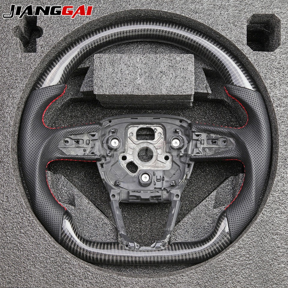 Real Carbon Fiber Perforated Leather Steering Wheel For Audi Q7 RSQ8 ...