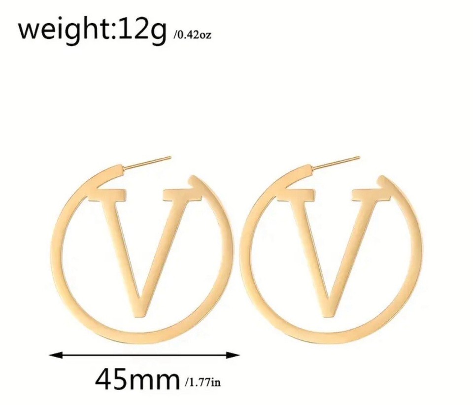 Oversized V Shaped Round Designer Inspired Earrings | eBay