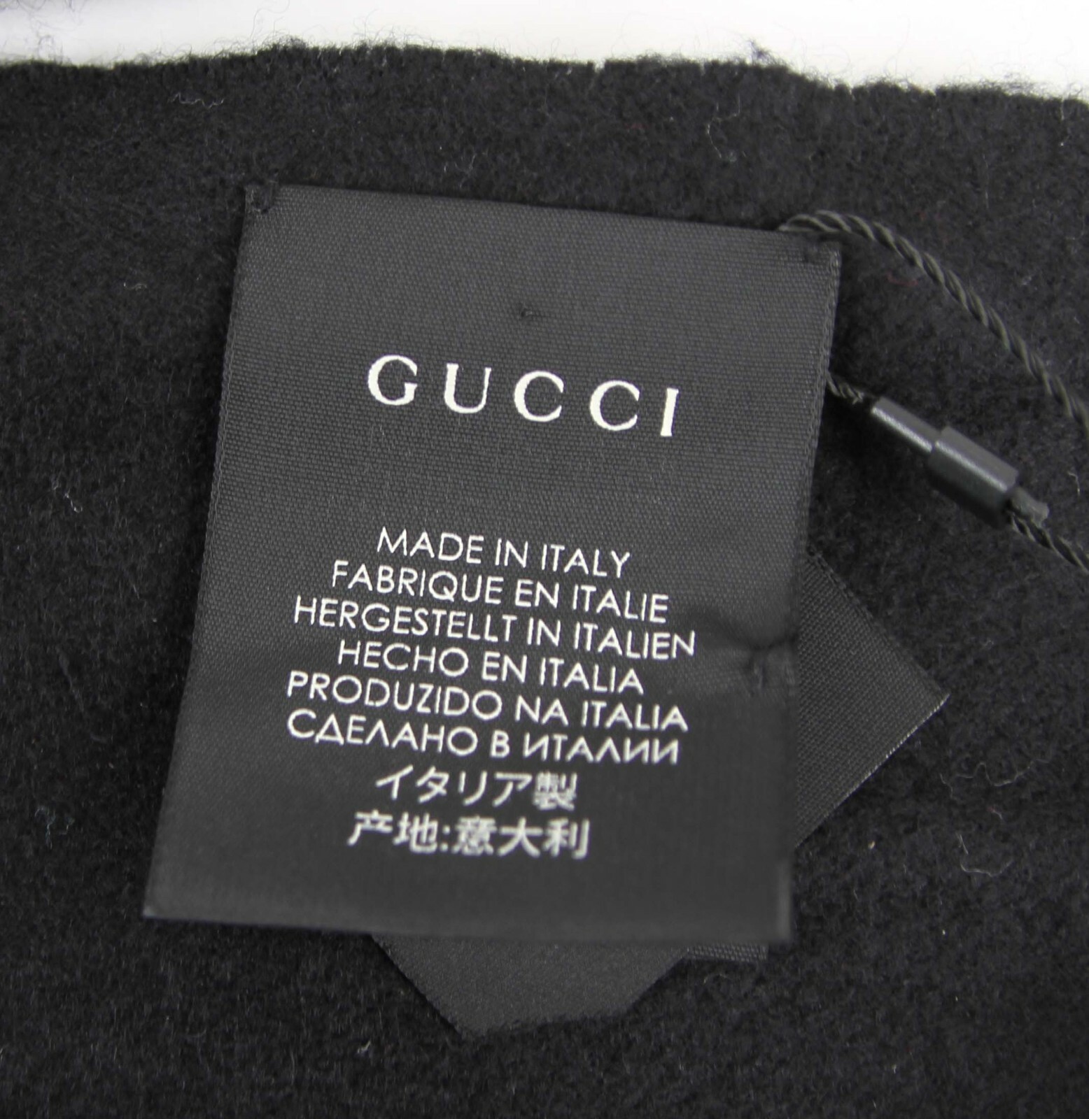 Gucci Black Silk/Cashmere Long Scarf with Yellow Sequin "LOVED" 481318 ...