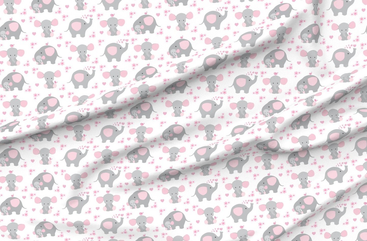 Pink Elephant Print Fabric