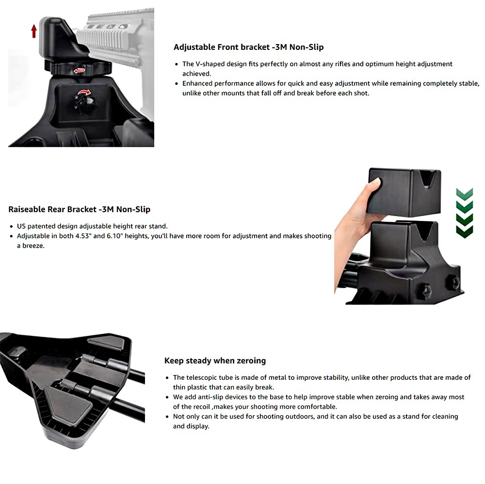 SHOOTING REST STEADY RIFLE GUN SHOT STAND ADJUSTABLE BRACKETS HEAVY ...