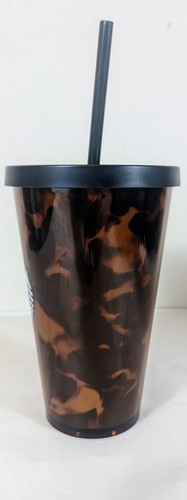 Starbucks Tortoise Shell Mocha Swirl Cold Cup Tumbler Grande 16 oz Lid ...