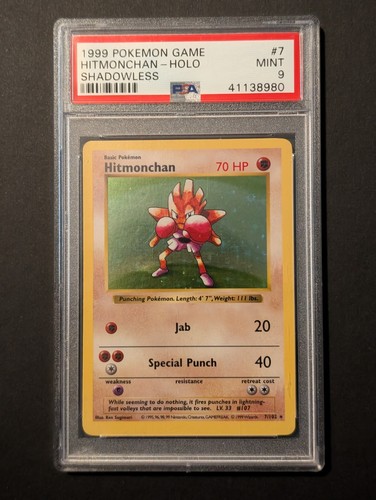 1999 POKEMON BASE SET SHADOWLESS #7 HITMONCHAN-HOLO PSA 9 | eBay