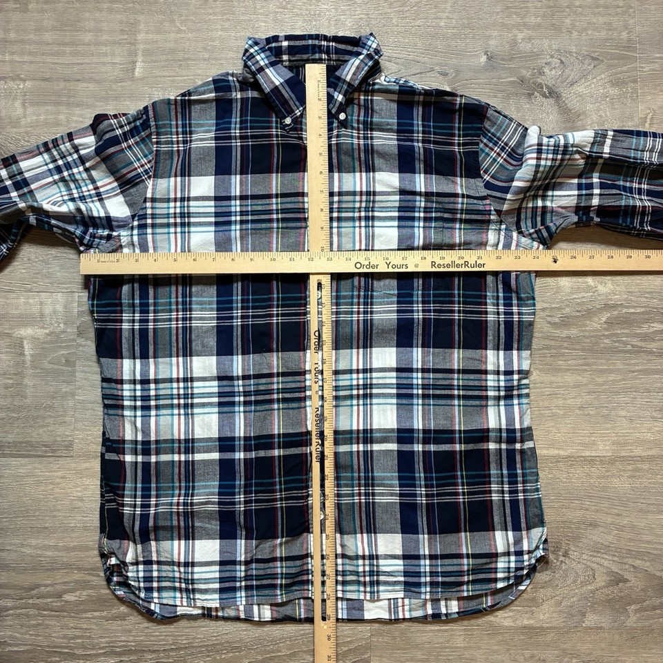 Brooks Brothers Red Fleece Men XL Multicolor Tartan Plaid Long Sleeve ...