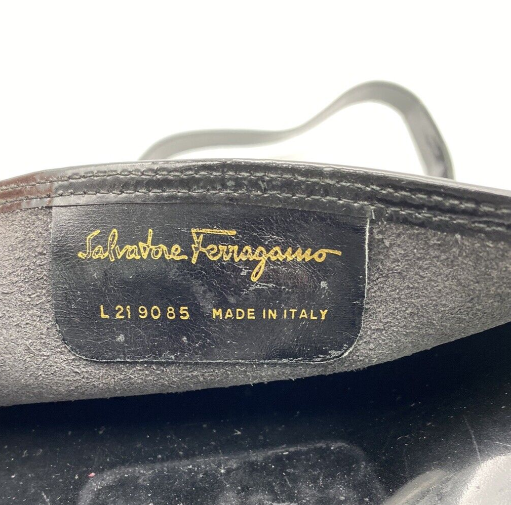 Vintage Salvatore Ferragamo Small Black Patten Leather Handbag Purse | eBay