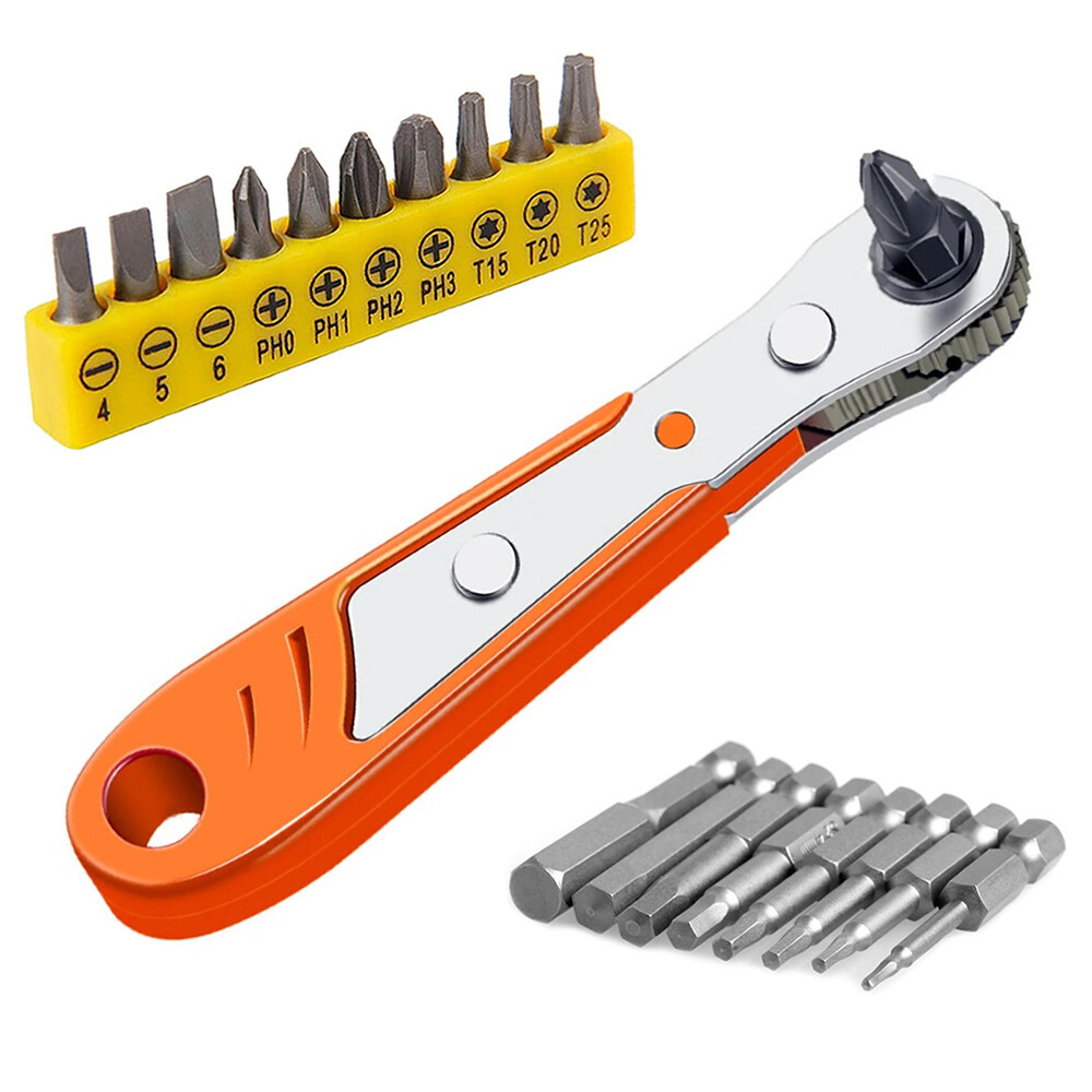 Ratcheting Hex Drive Right Angle Offset Screwdriver + Short Bits ...