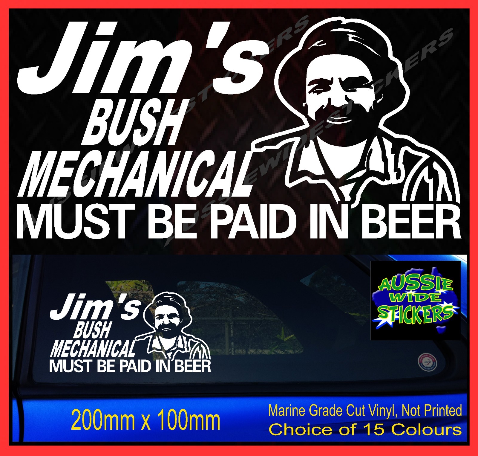 Jim's Stickers BUSH MECHANIC Funny 4x4 Car ute canopy Tool box decal ...