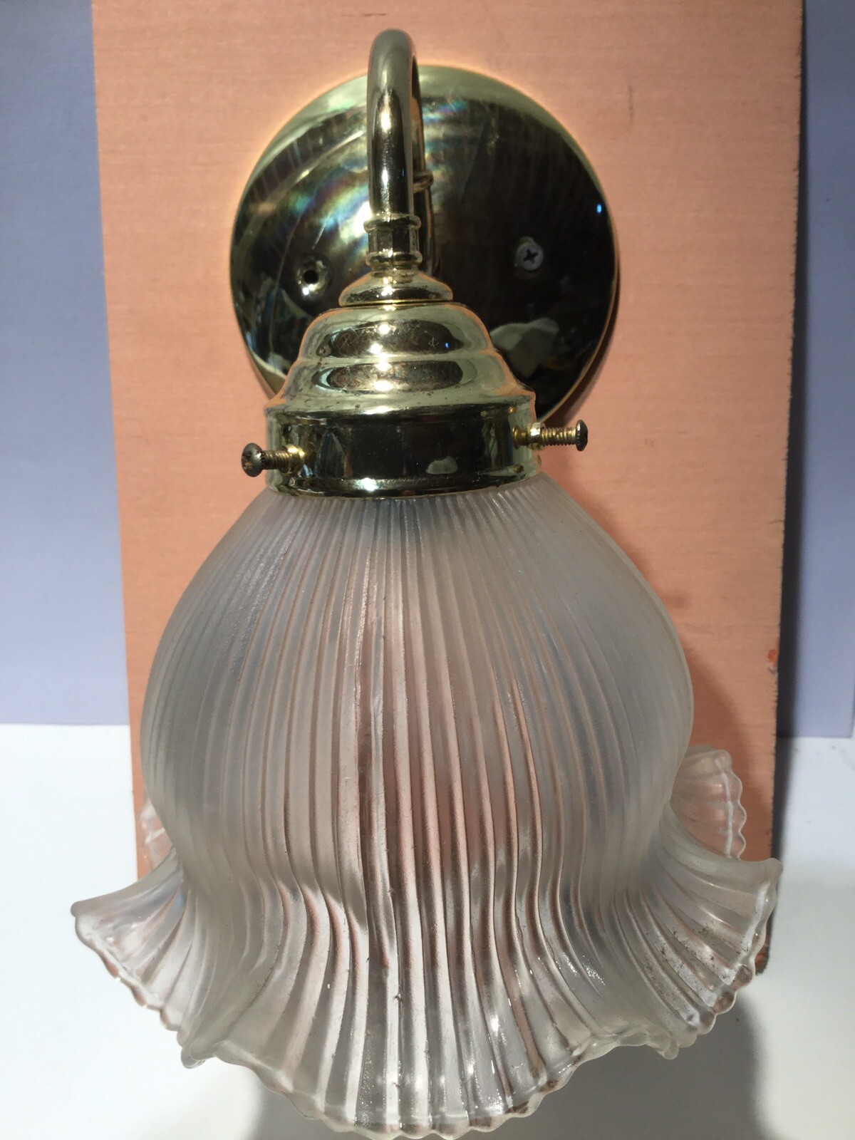 One Light Gaslight Style Wall Fixture Imported Glass Polished Brass | eBay