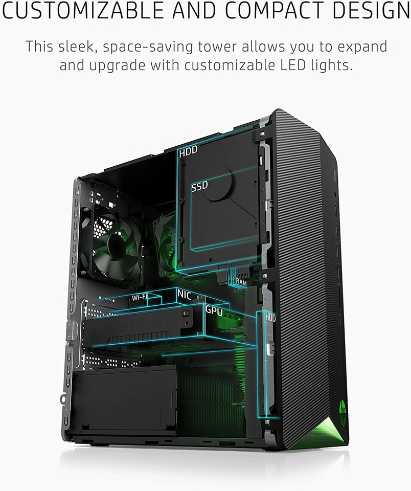 NEW HP Pavilion Gaming PC Computer Desktop TG01-2010 8GB RAM 256GB SSD ...