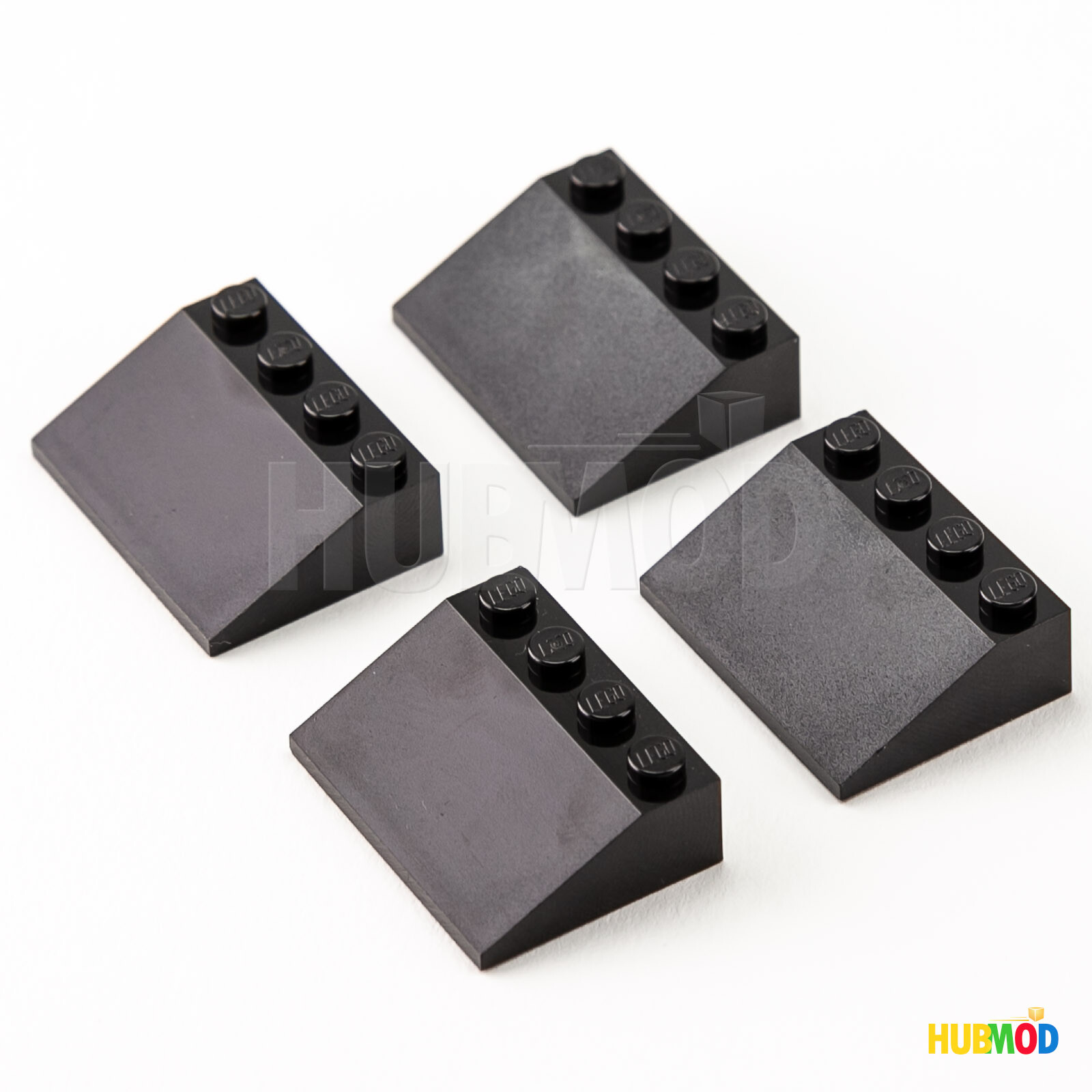 Lot of 4 Genuine LEGO 3297 Black Roof Tile Slope 33 3X4 Bricks Blocks ...