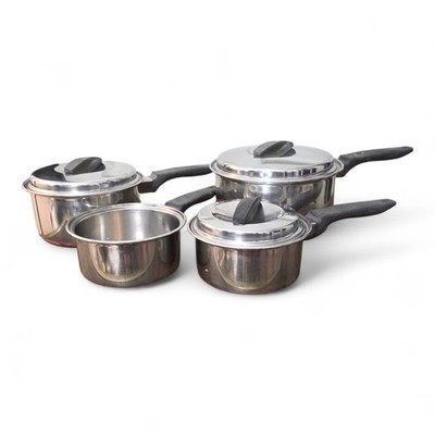Vintage Ekcoware Flint Stainless Steel Chopper Bottom Cookware Set Lot ...