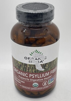 Organic India Organic Psyllium Fiber 180 vcaps *SEALED* Damaged Label ...