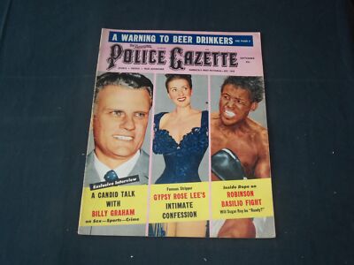 1957 SEP THE NATIONAL POLICE GAZETTE MAGAZINE-BILLY GRAHAM-GYPSY ROSE ...
