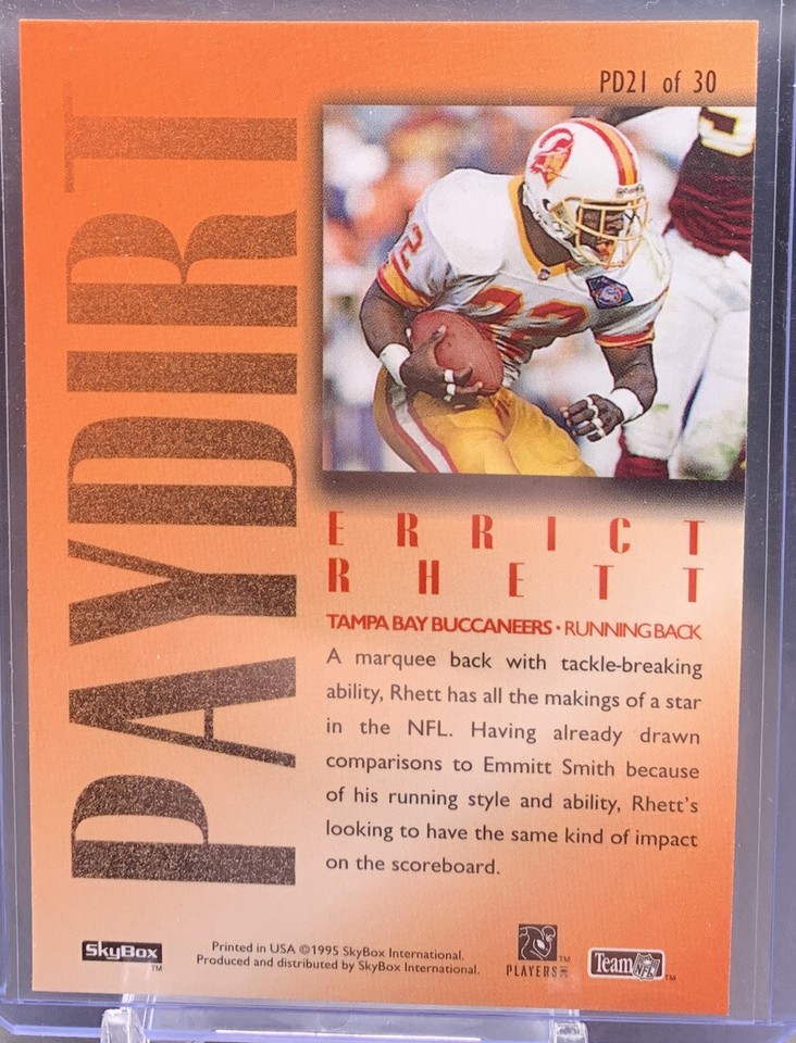 1995 SkyBox Premium Paydirt #PD21 Errict Rhett Tampa Bay Florida Gators ...