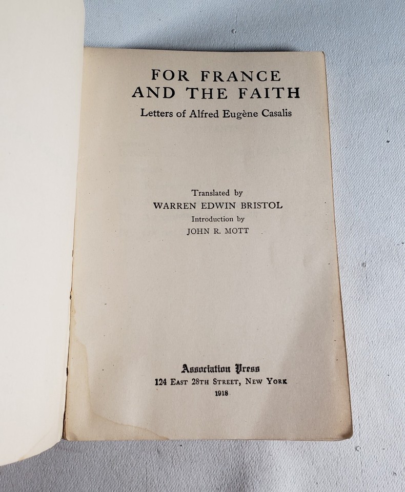 1918 For France and the Faith Alfred Eugene Casalis Book | eBay