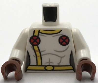 Lego New White Minifigure Torso Reddish Brown Hands Yellow Belt Muscle ...