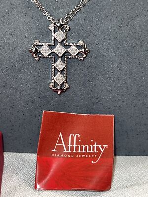 Sterling Affinity Diamond Cross Pendant Necklace Filigree design 17 ...