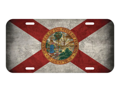Stained Florida State Flag Vehicle Front License Plate Truck Okeechobee ...