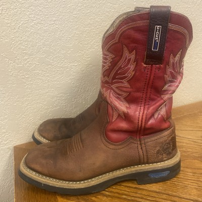 CINCH Boots WRX Work Boot Brown/Red Leather Mens 8.5D Square Toe ...