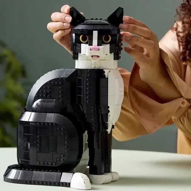 Ideas Tuxedo Cat Building Blocks Set MOC Assembly Bricks Gift For ...