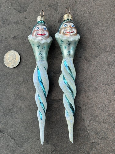 Christopher Radko Icicle Ornament Lot 2 Jack Frost Jr. Blue White Twist ...