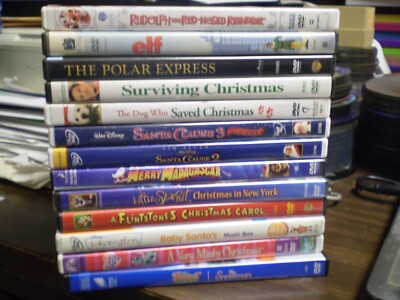 (14) Christmas Holiday DVD Lot: Elf Rudolph Polar Express Disney Santa ...