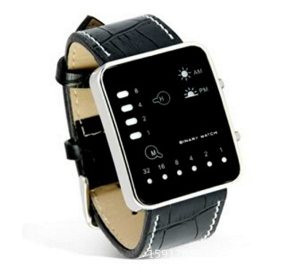 Led Binary Digital Watch Fashion Casual Sport Wrist Watches Leather ...