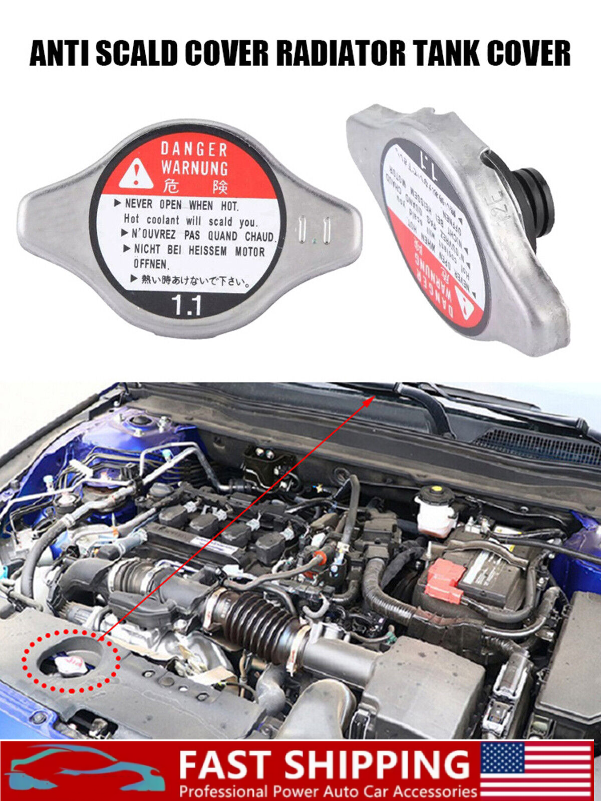 1.1Bar Cooling Radiator Cap 19045-PAA-A01 For Honda Civic Accord 19045 ...