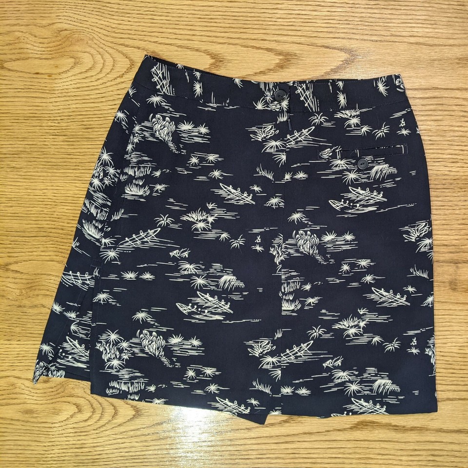 Golf Skort EP Pro Navy Blue White Tropical Boat Print Polyester Women's ...