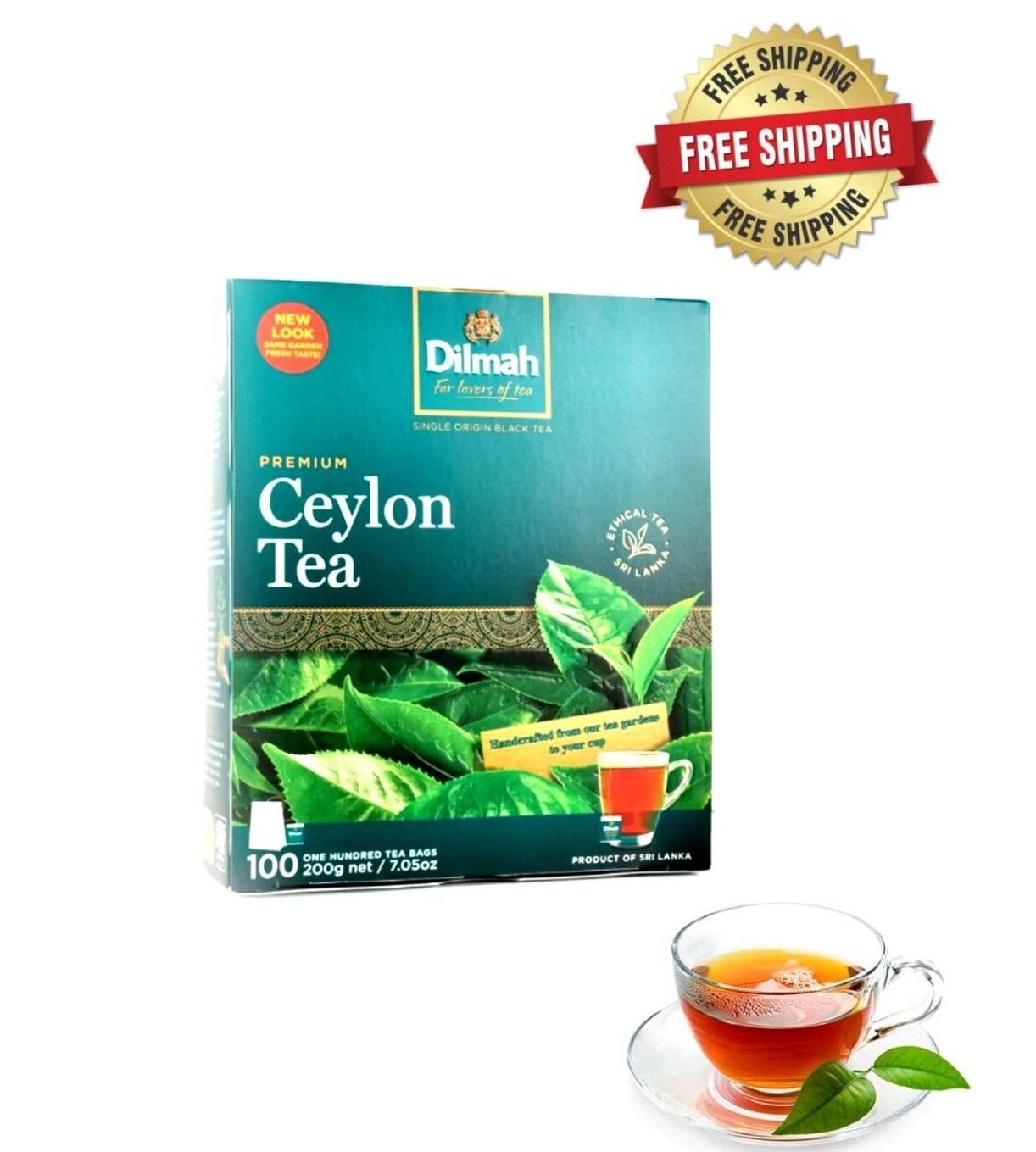 DILMAH Premium High Quality Ceylon BOPF Black Tea, 100 Tea Bags Free ...