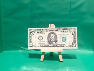 1995 - $5 Five Dollar Bill - Error Moved Offset Misprint Note ...