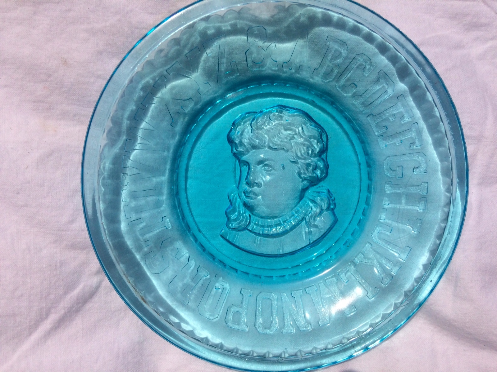 ANTIQUE ABC VICTORIAN CHILD BOTTLE BLUE GLASS PLATE BRYCE HIGBEE | eBay