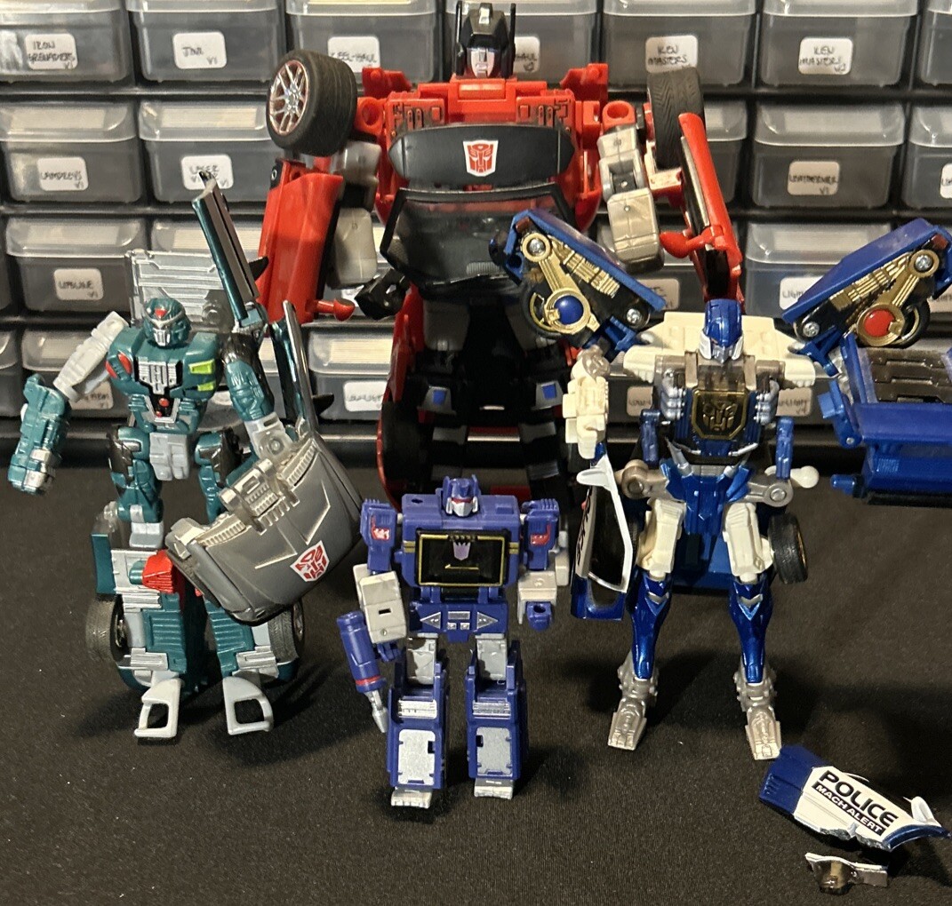 Lot Of 4 Transformers RID Alternators Prowl X-Brawn Sideswipe Soundwave ...