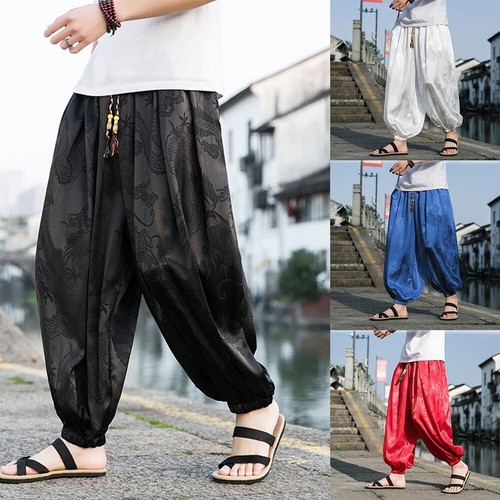 Pants Men Trousers Beach Bloomers Casual Classic Dark Flower Fall Ice ...