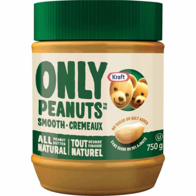 Canada Kraft Peanut Butter ONLY PEANUTS SMOOTH ALL NATURAL 750g Fresh ...