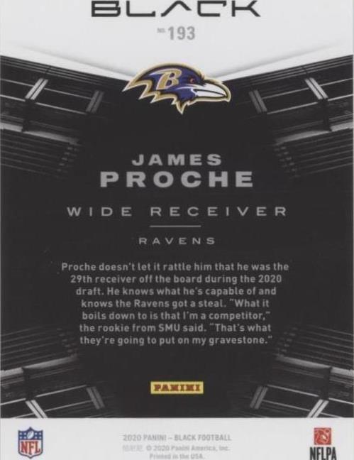 2020 Panini Black James Proche #193 for sale | eBay