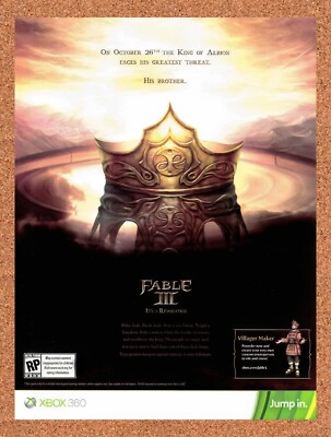 2009 Fable III Xbox 360 Original Advertisement / Retro Wall Art v1 | eBay