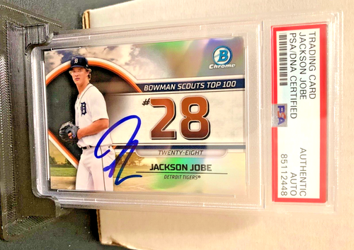 Jackson Jobe autograph signed 2023 Bowman Top 100 Chrome PSA SLAB BTP28 ...