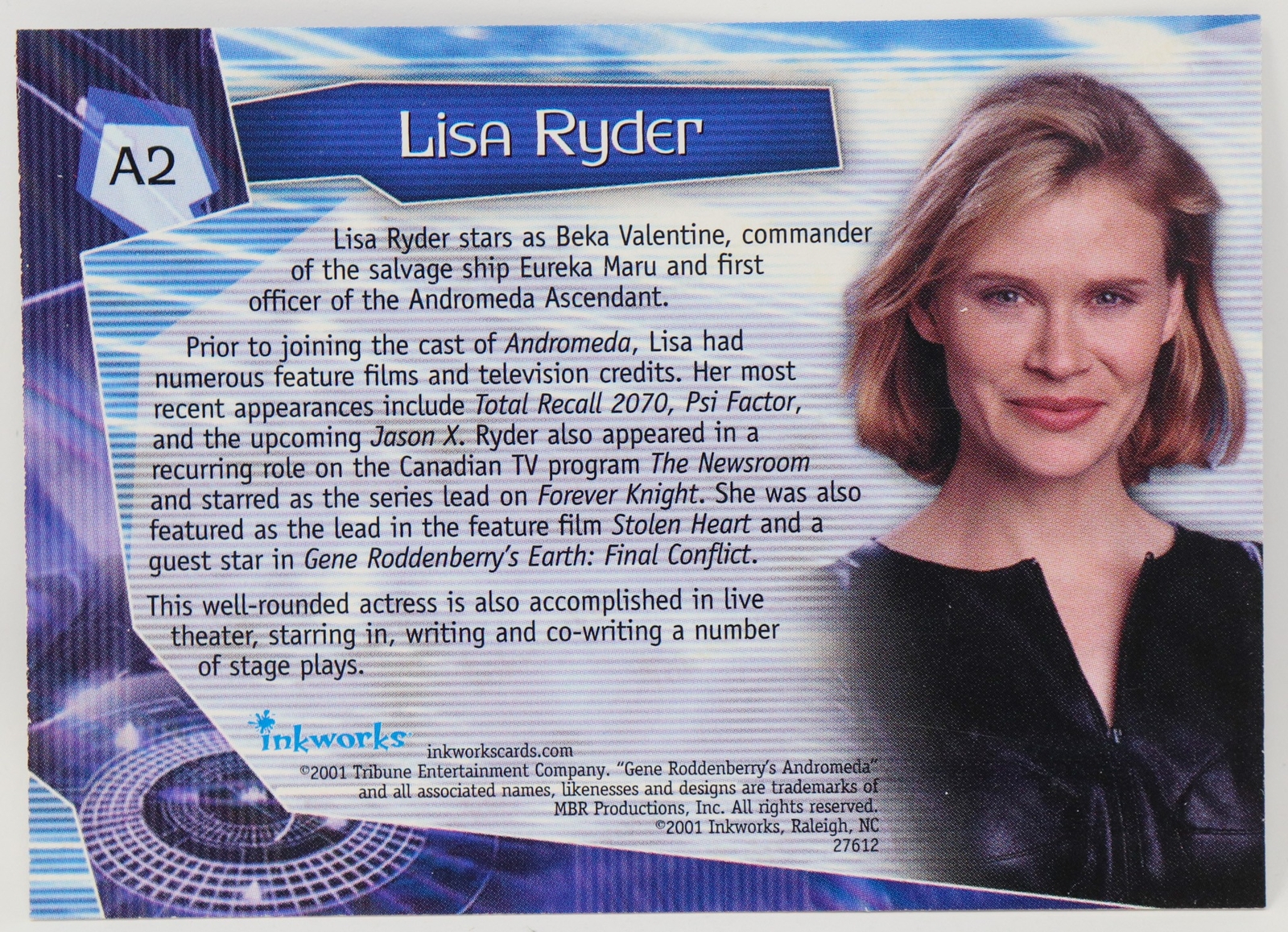 2001 Inkworks Andromeda Lisa Ryder Beka Valentine A2 autograph card | eBay