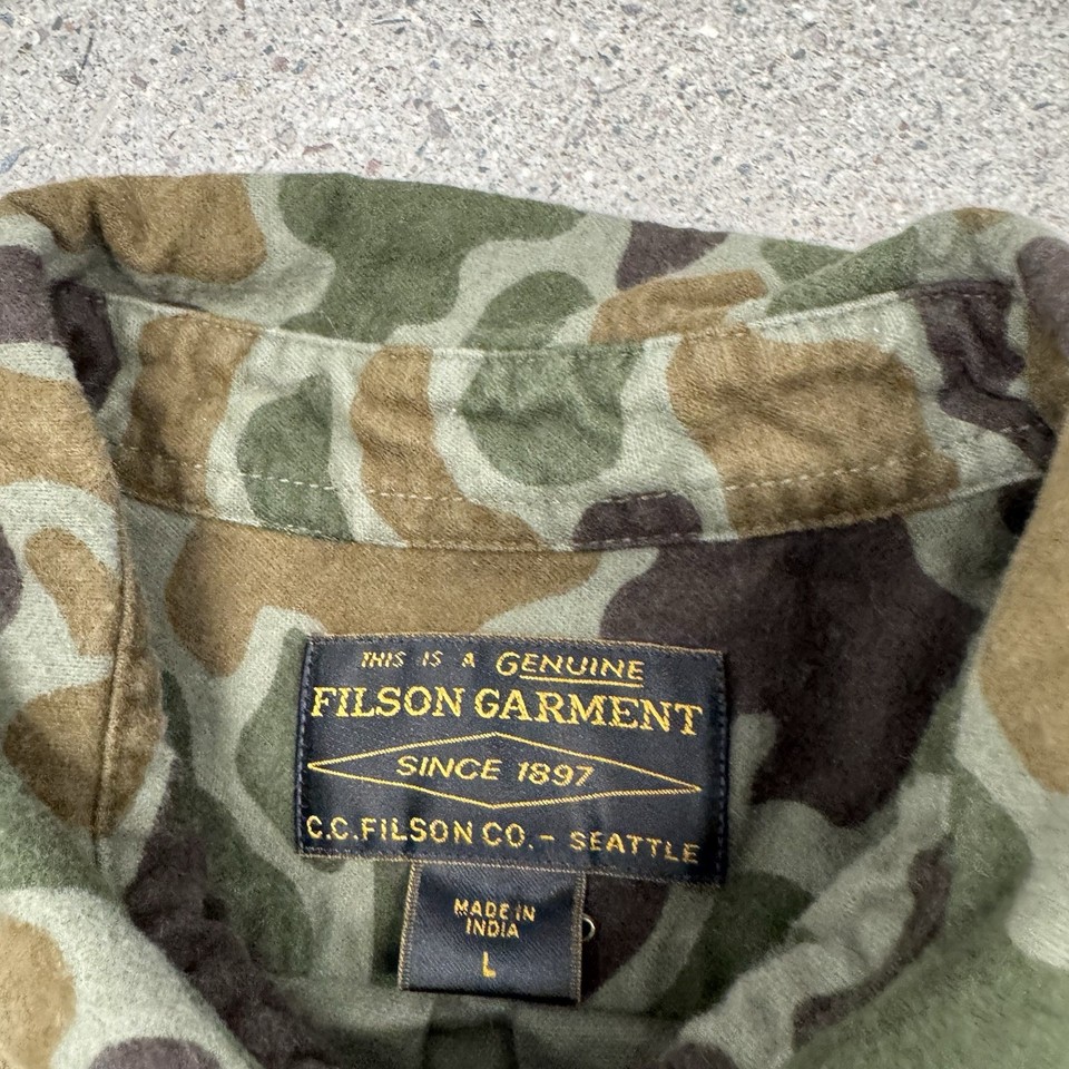 FILSON FIELD FLANNEL SHIRT FROG CAMO Large | eBay