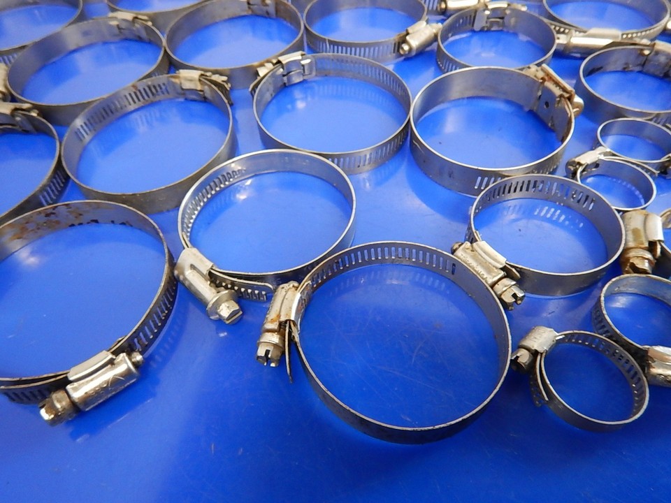 50 x stainless steel marine grade mix of jubilee clips hose clamps 12mm ...