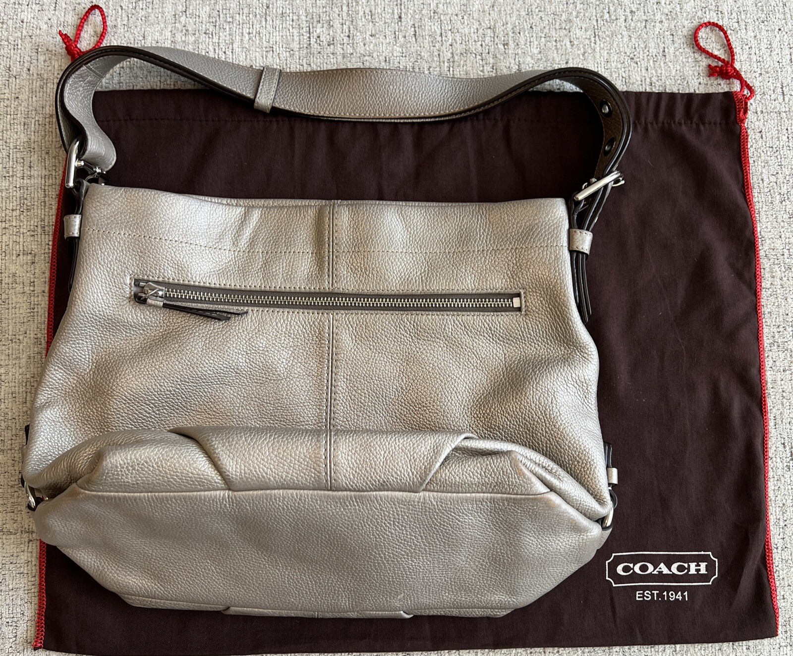 Coach Silver Pebbled Leather Convertible Duffle Shoul… - Gem