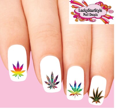 Waterslide Nail Decals Set of 20 - Cannabis Pot Marijuana Leaf Assorted ...