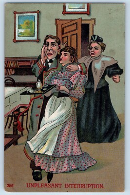 Humor Postcard Unpleasant Interruption Couple Romance c1910's Unposted ...