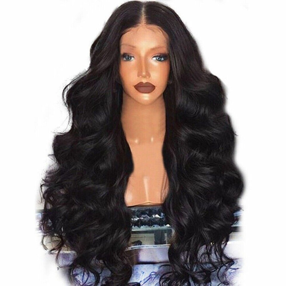 Women Long Full Wig Brazilian Star Human Hair Body Wave Lace Front ...