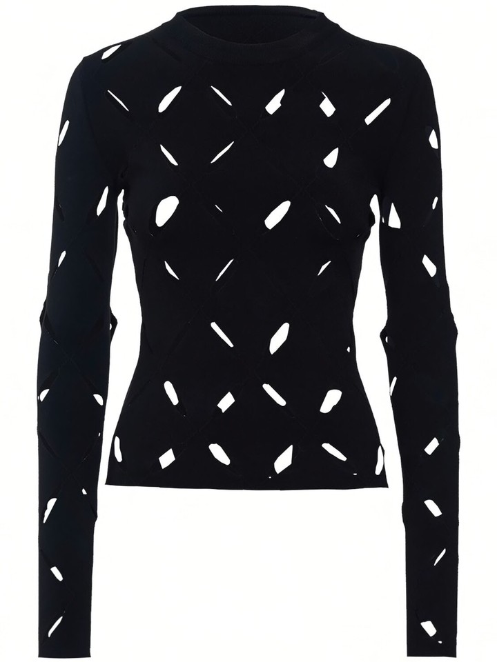 NWT Versace Medusa Logo Slashed Cut Out Black Stretch Knit Sweater 44 ...