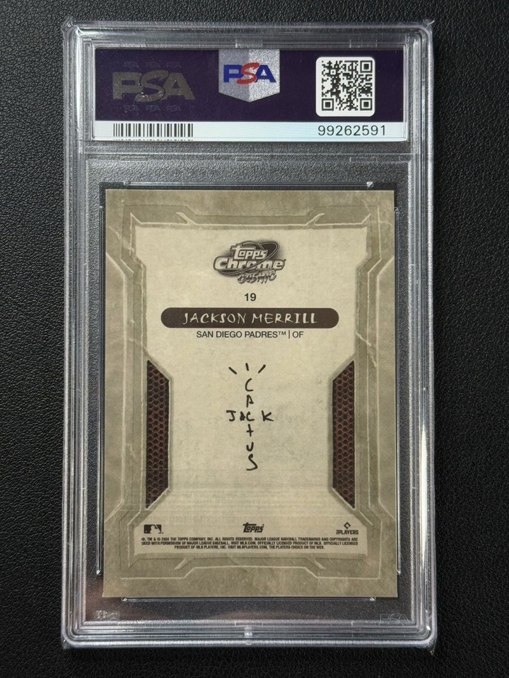 JACKSON MERRILL PSA 10 2024 TOPPS CHROME CACTUS JACK #19 TRAVIS SCOTT ...