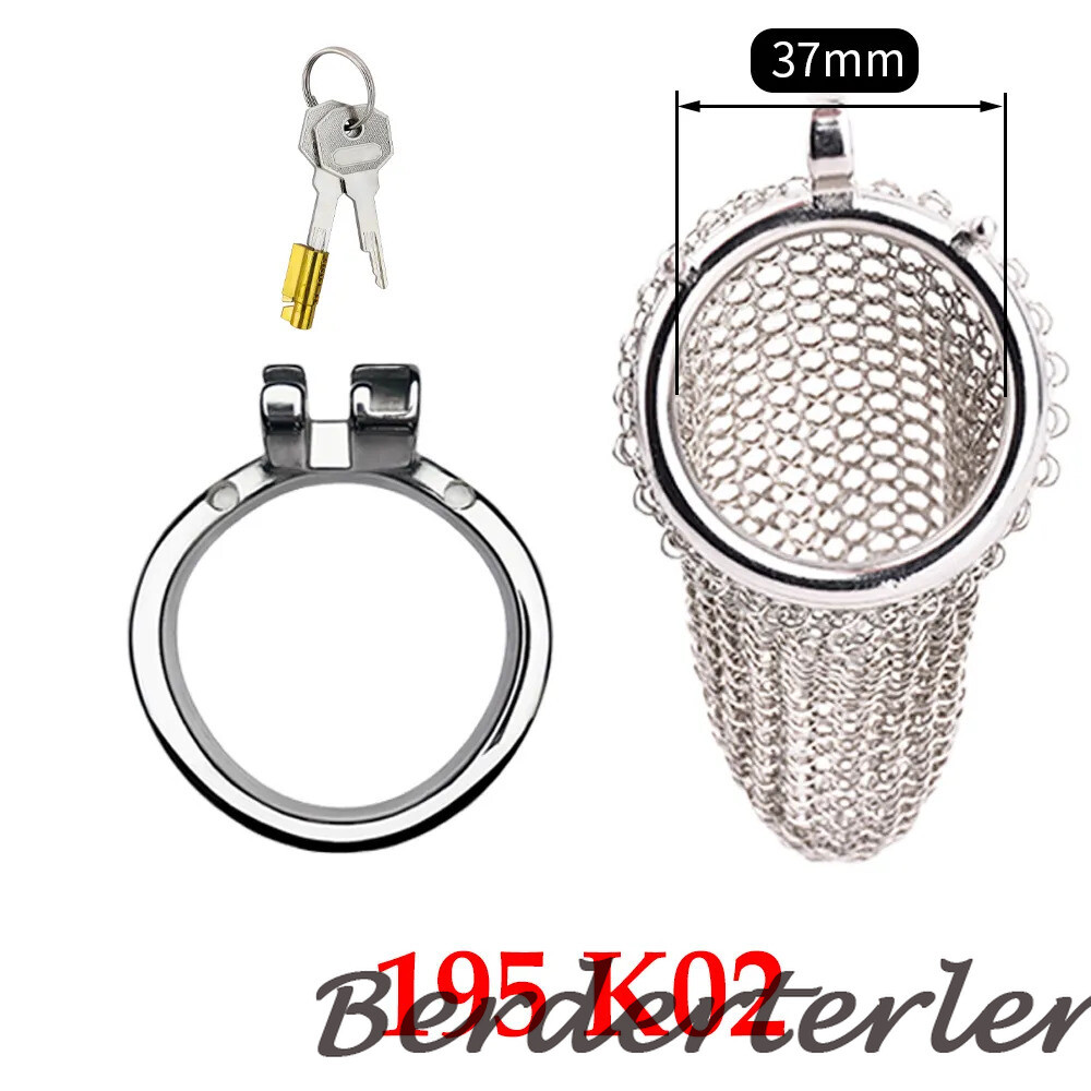 New Stainless Steel Mesh Chastity Cage Male Lock Anti-escape Desire ...